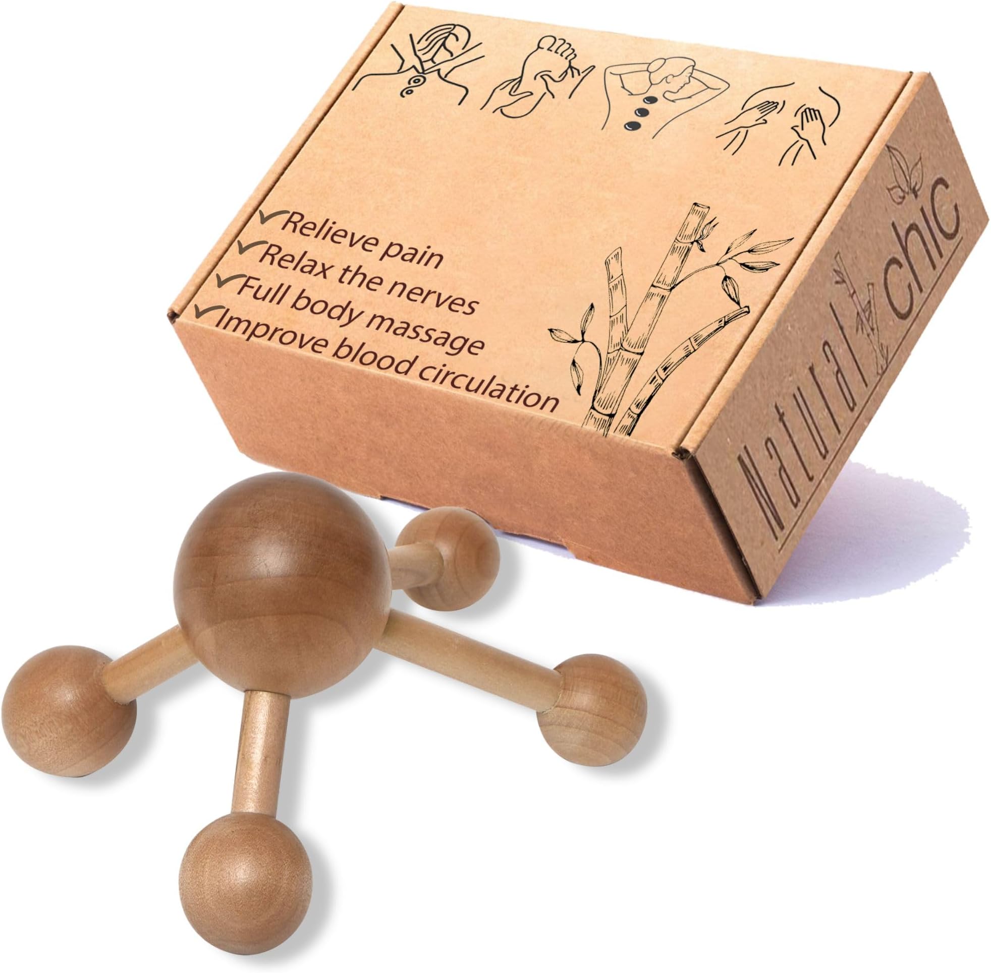 Amazon.com: Natural Wood Handheld Massager - Relaxing Muscle Relief ...