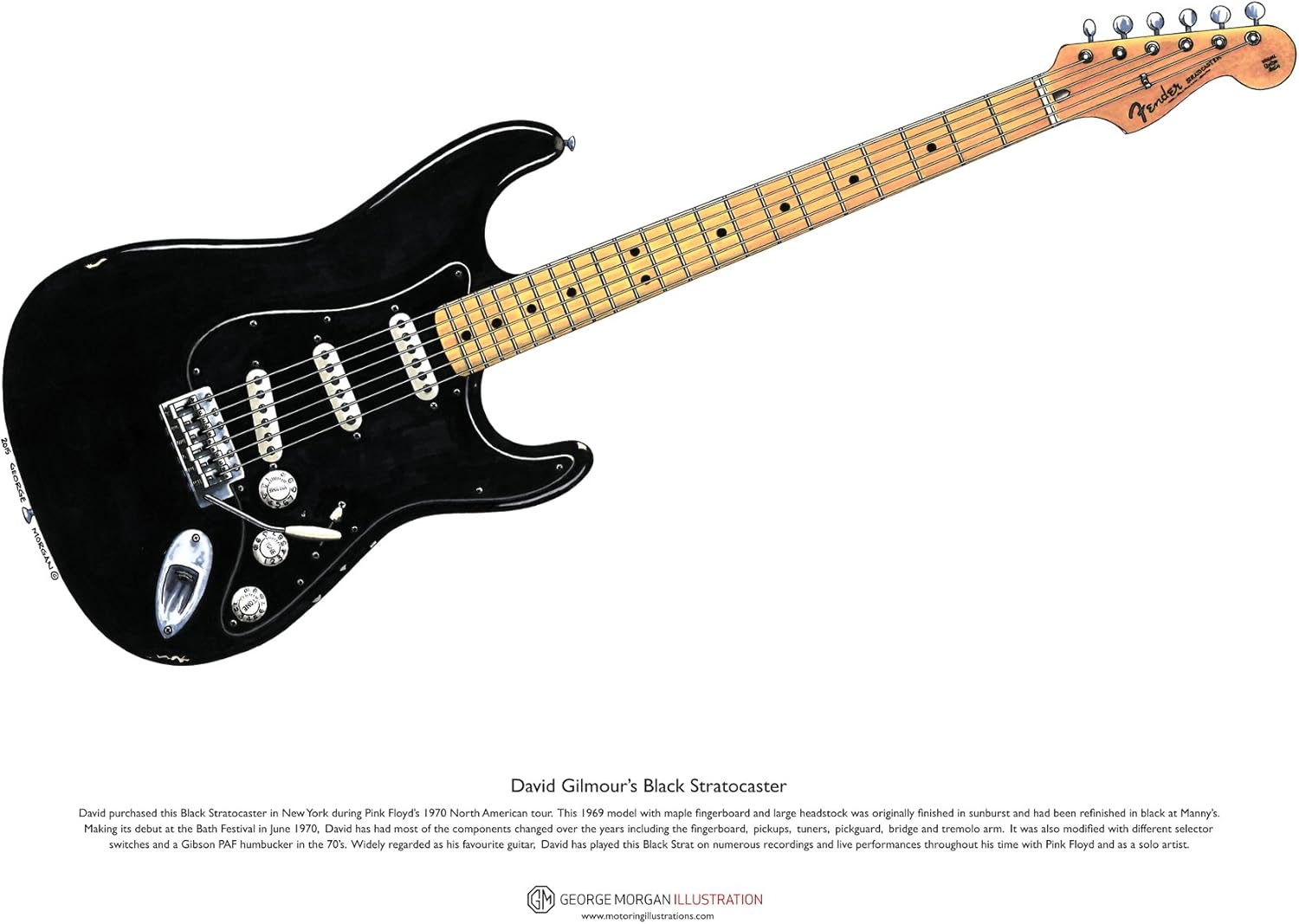George Morgan Illustration David Gilmour Black Stratocaster Art Poster ...