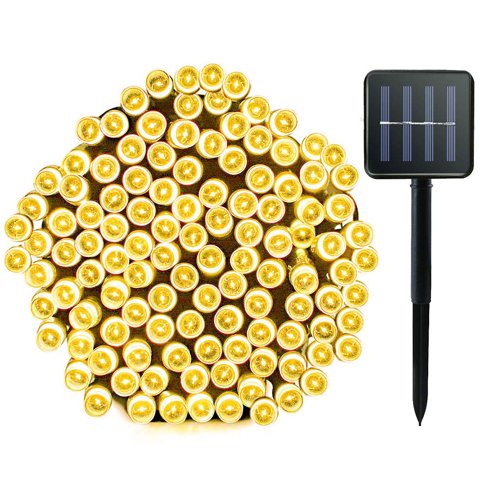 LALAPAO Solar Powered String Lights 72ft 200LED 8 Modes Outdoor Lights ...
