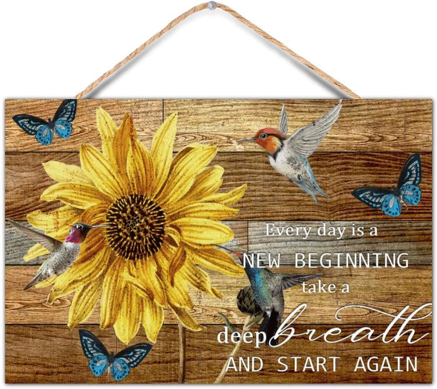 Amazon.com: TEANFUN Hummingbird Sunflower Wood Sign for Bathroom Rustic ...