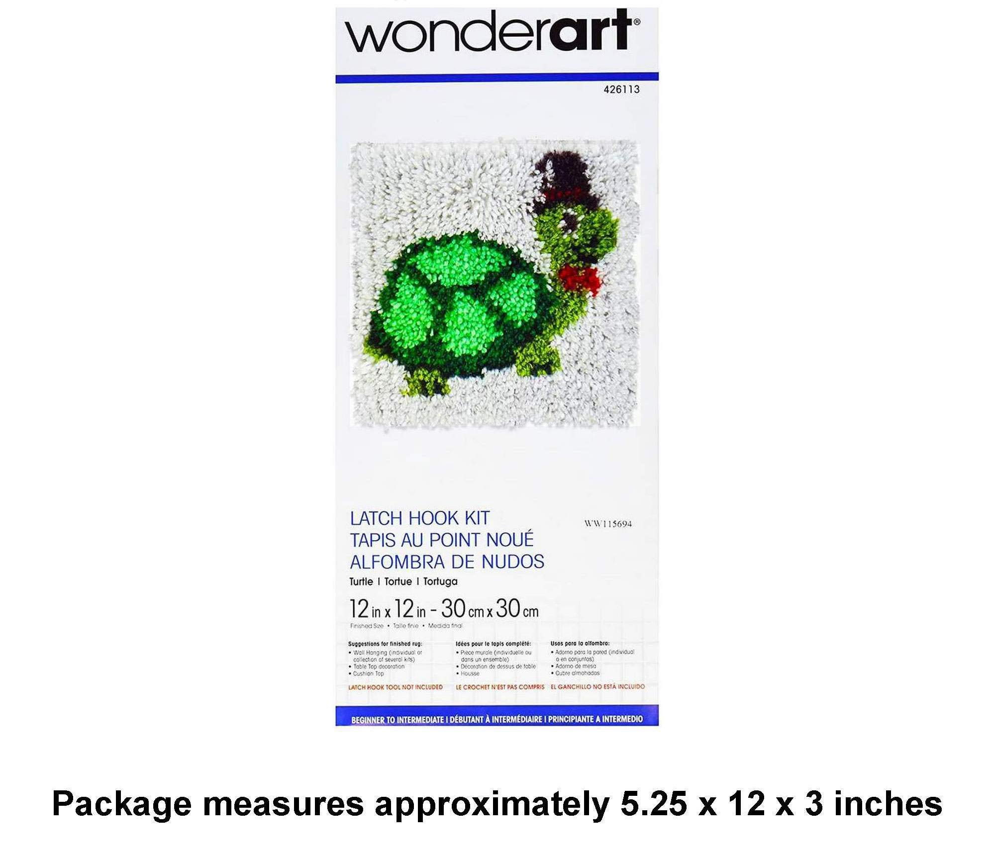 Wonderart Latch Hook Kit 12X12-Turtle, Pk 2, Caron, 50% OFF