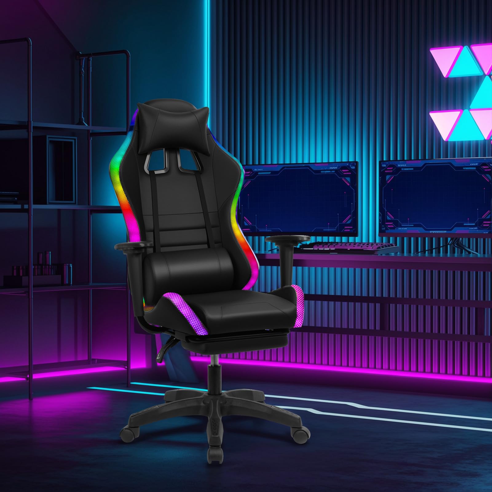 Amazon.com: Gaming Chair, Ergonomic Video Game Chairs with RGB LED ...