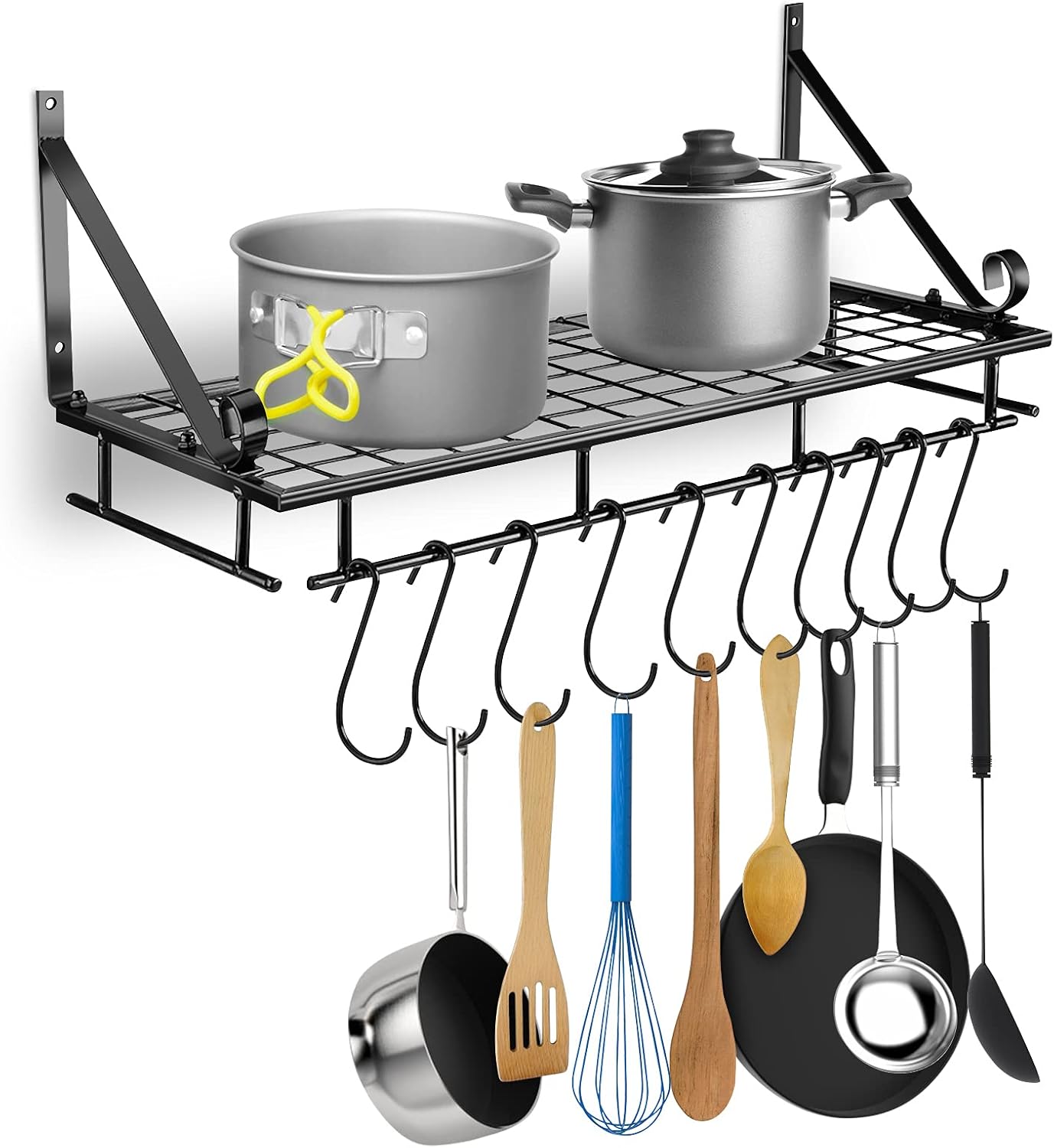 Zerone Kitchen Rack, Wall Mounted Pot and Spice Rack, Kitchen Rack and ...