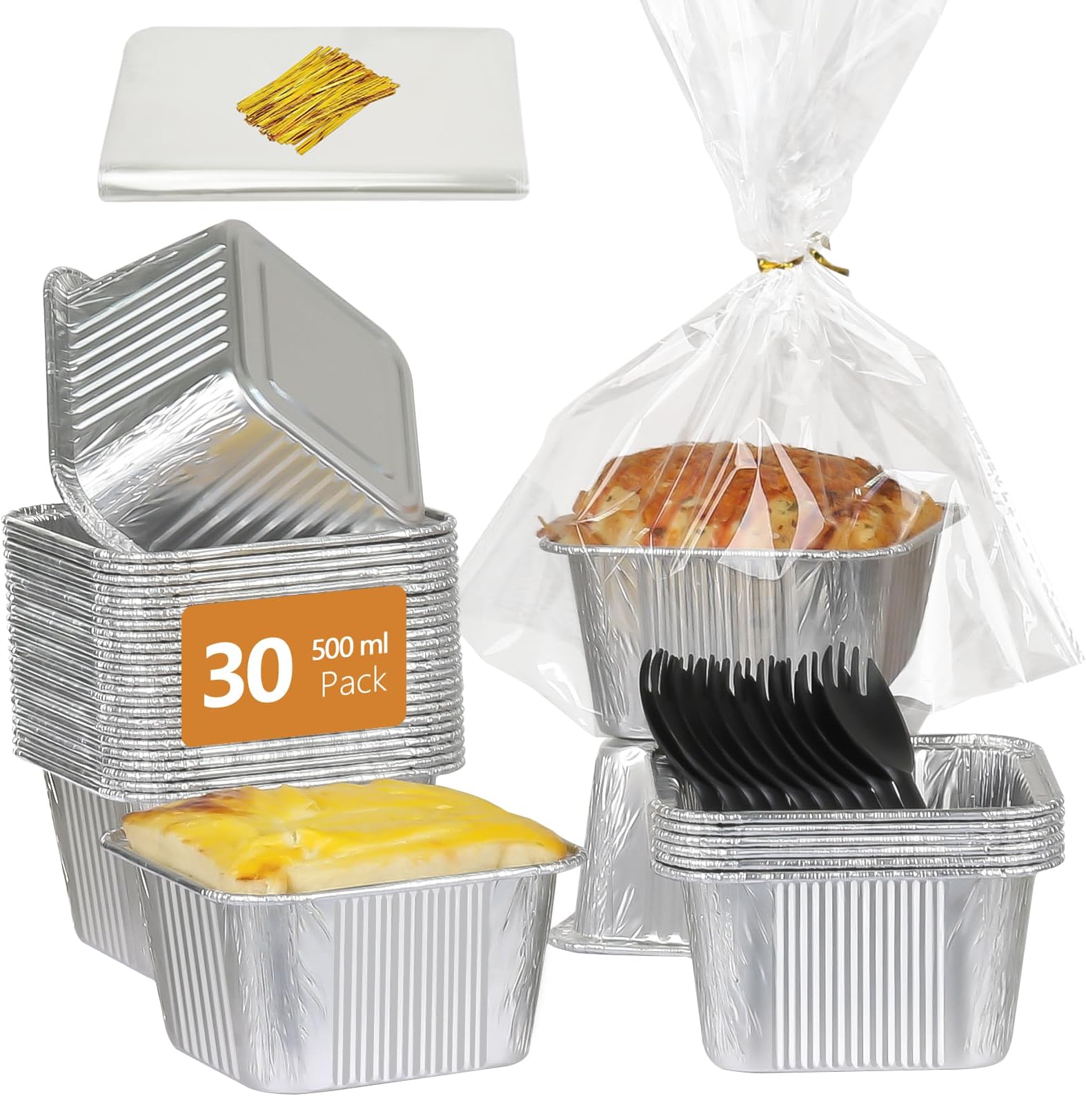 Amazon.com: LNYZQUS 1 LB Square Cake Pans 30 Pack, Disposable Small ...