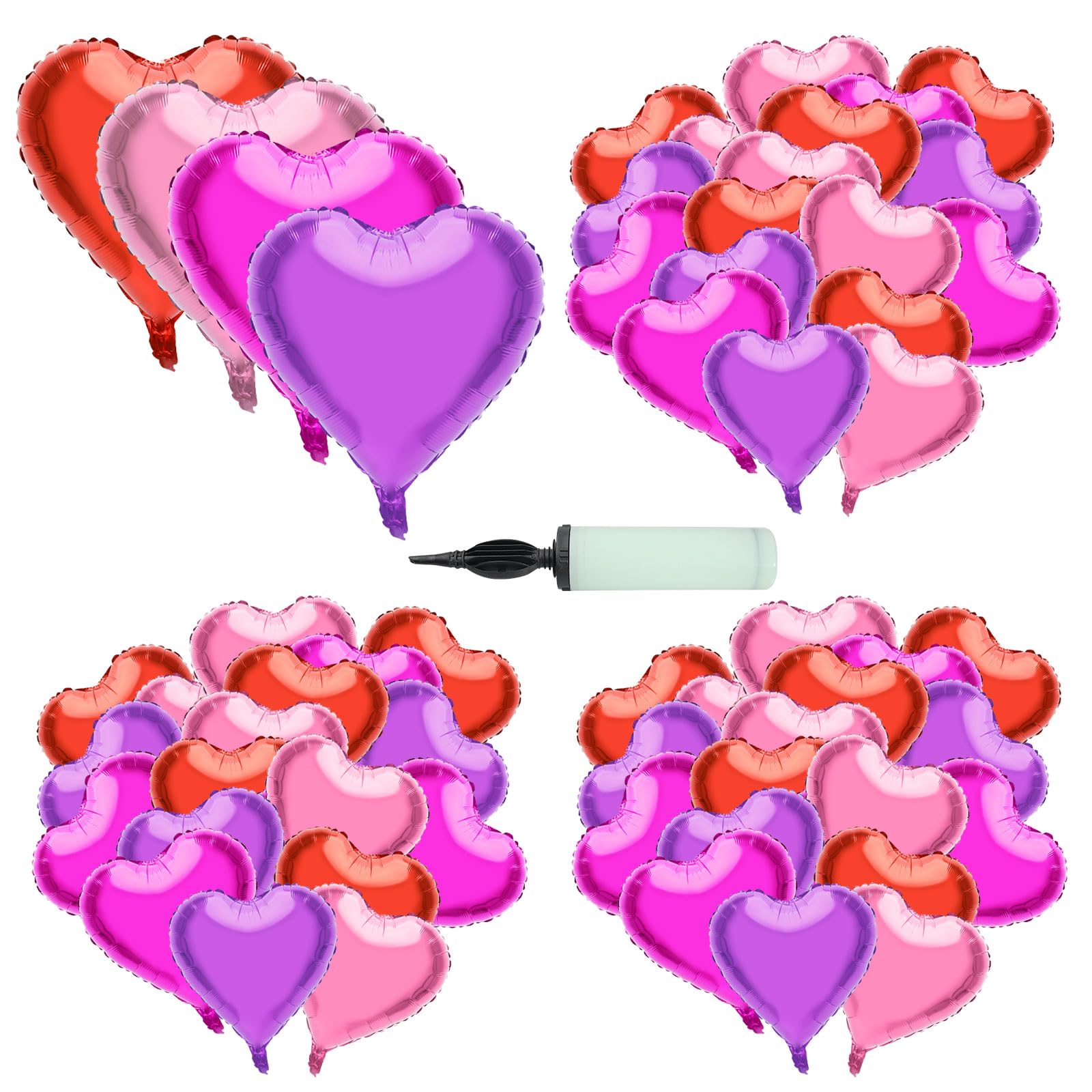 Amazon.com: 300 Pcs Valentine's Day Foil Heart Shaped Balloons 10 Inch ...
