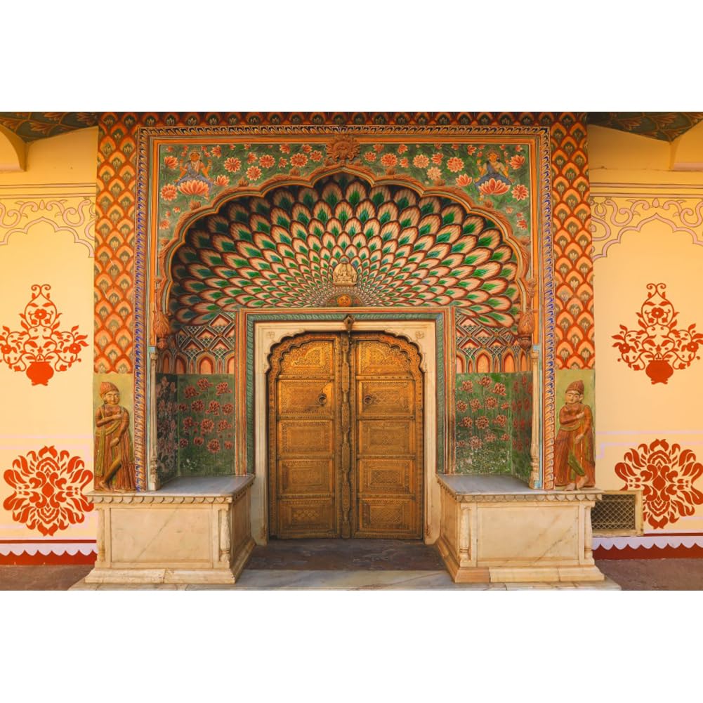 Yongfotoindian Palace Lotus Peacock Gate Backdrop 7x5ft Hinduism ...