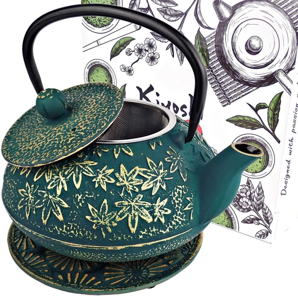 Amazon.com | 3 Piece Set Cast Iron Teapot with Trivet and Tea Infuser ...