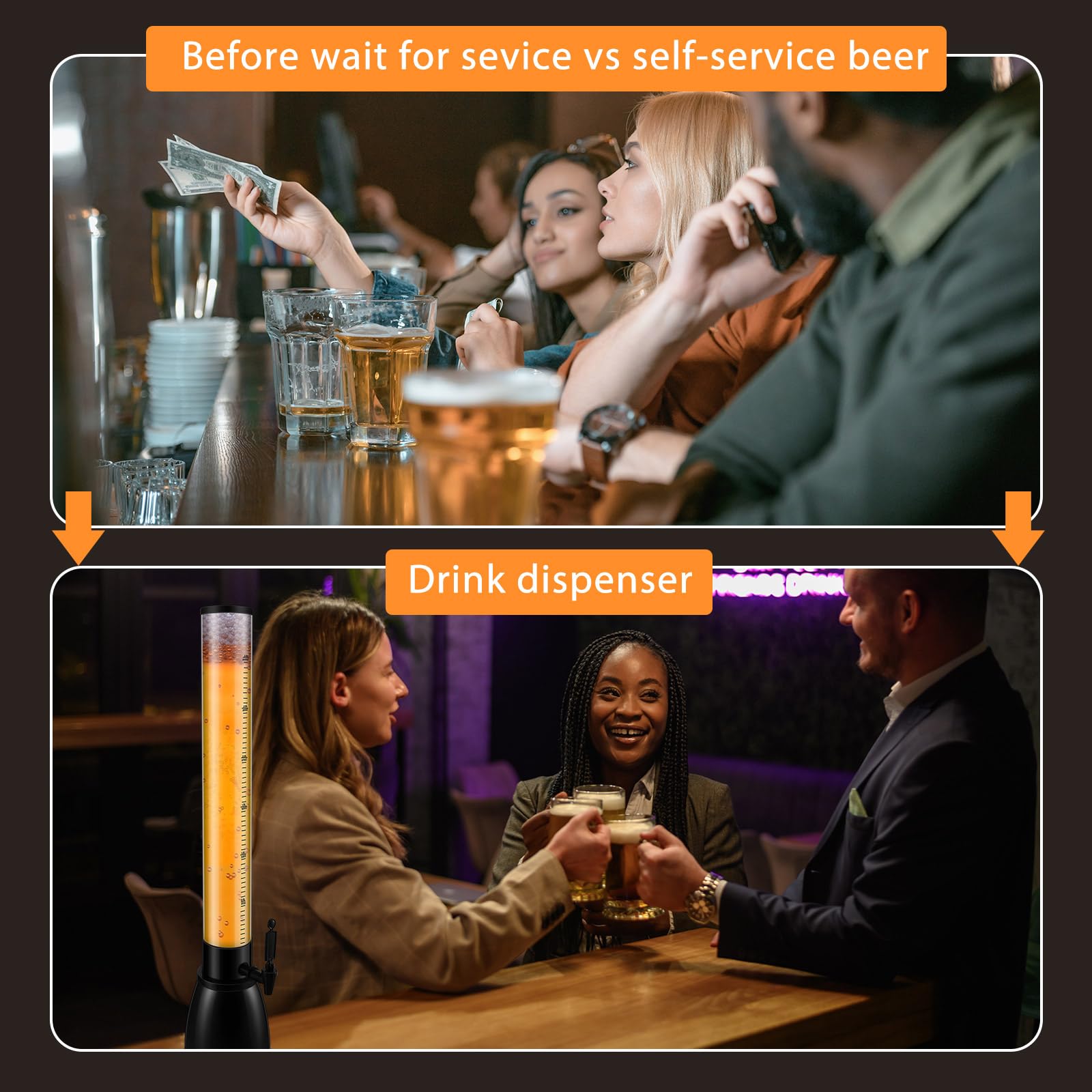 Mifoci Beer Drink Tower Dispenser for Parties 100oz/3l Clear Beverage ...