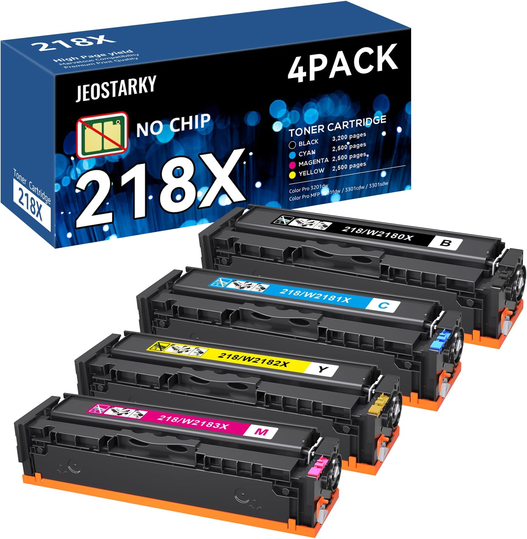 Amazon.com: Jeostarky 218X 218A Toner Cartridges 4 Pack Compatible for ...