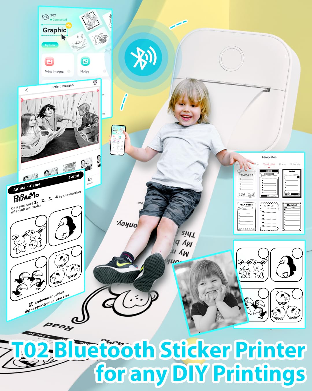 Snapklik.com : Phomemo T02 Sticker Printer- Mini Printer Sticker Maker ...