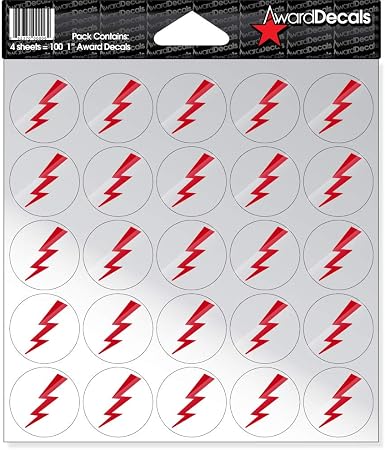 Amazon.com: Award Decals Lightning Bolt (Red on Clear) Sticker Set (100 ...