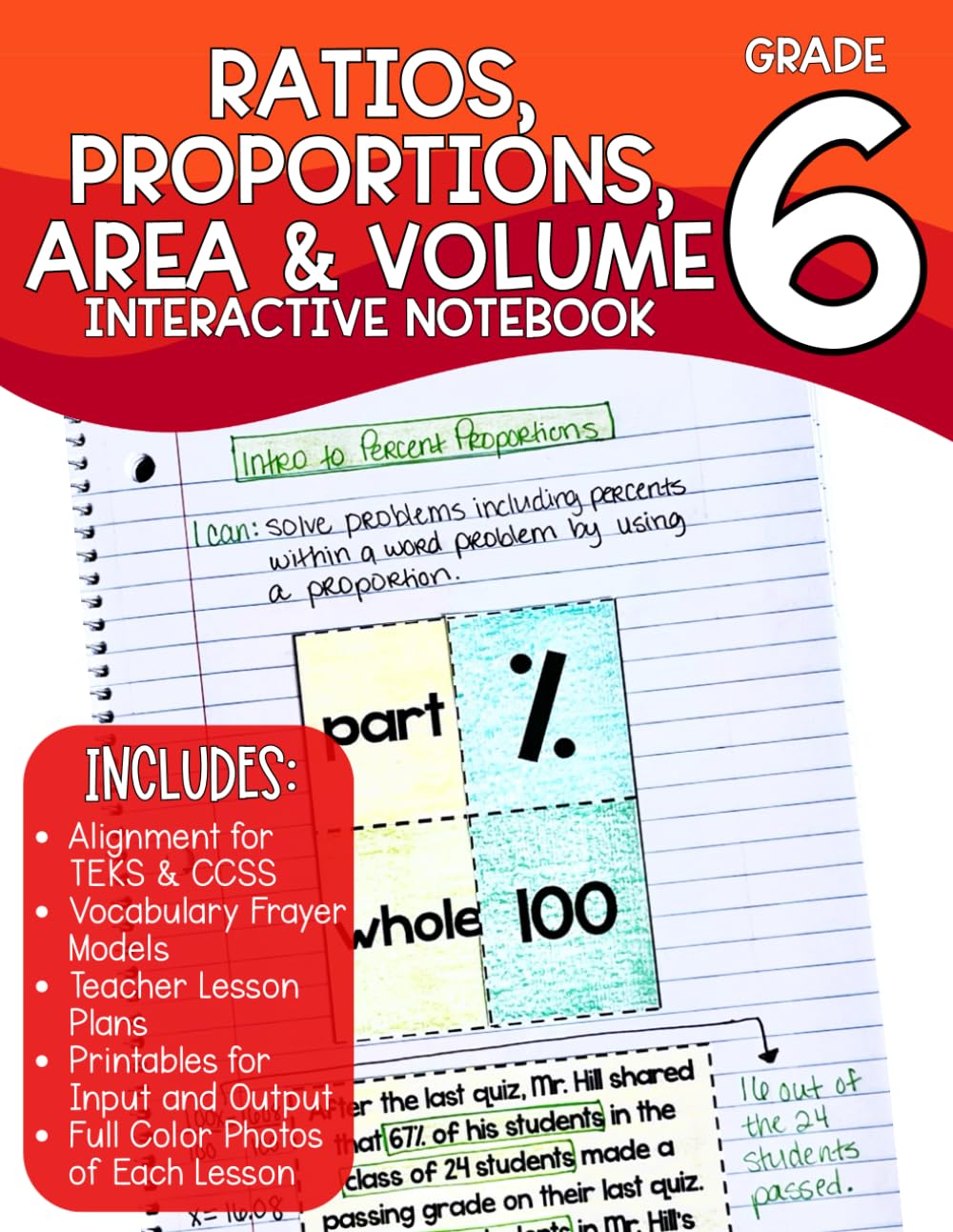 Sixth Grade Math Interactive Notebook Ratios Proportions Area Volume ...