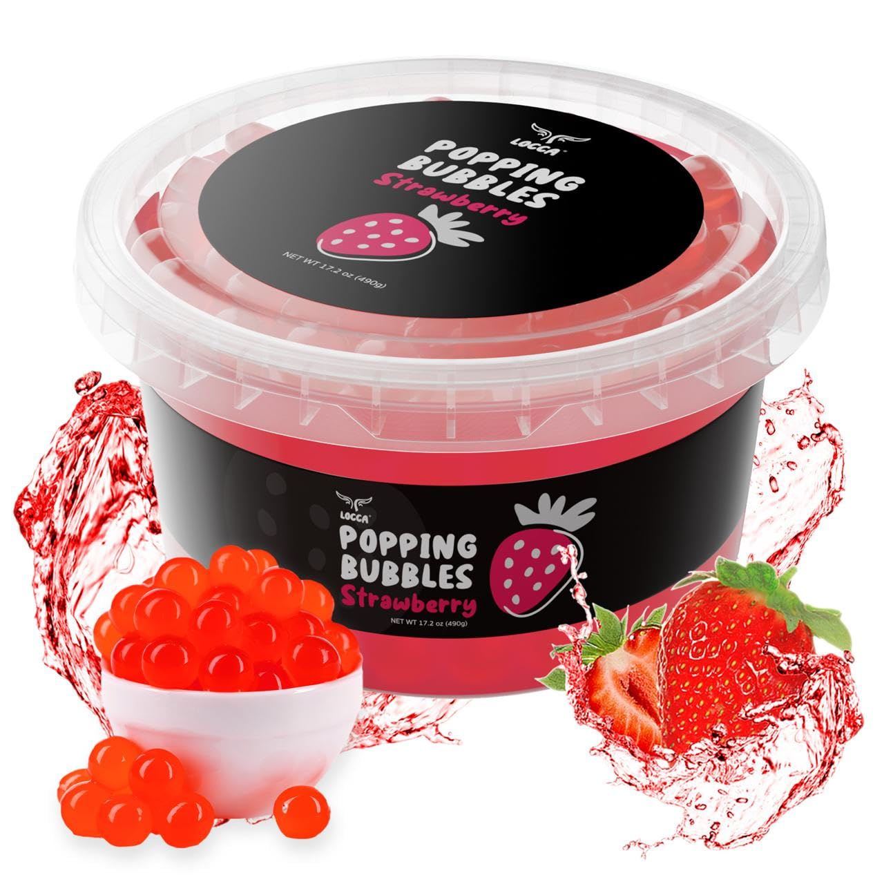 Buy Strawberry Popping Boba Pearls, Premium Boba Popping Pearls with ...