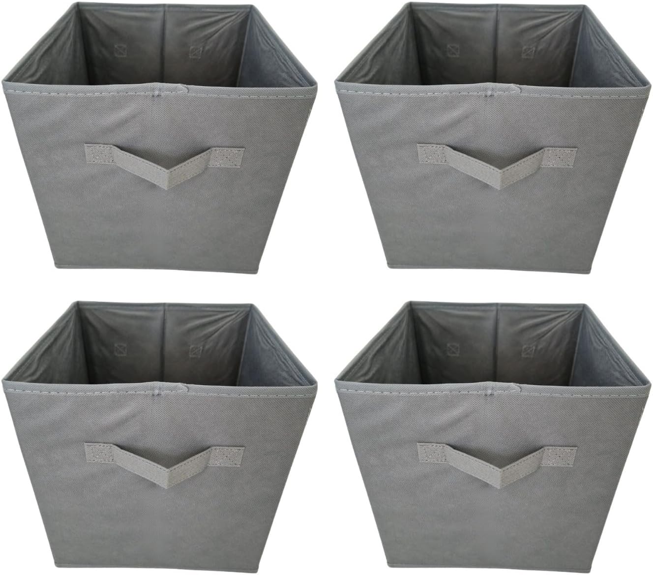 Aryllis Folding Storage Boxes, Grey, Pack of 4, Collapsible Fabric Storage Cubes - 27cm x 27cm ...