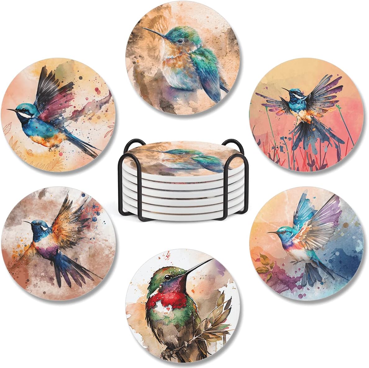 Amazon.com | CoasterStone Absorbent Coasters, Hummingbird Assortment, 4 ...