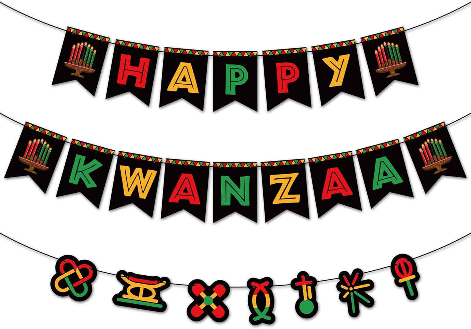 Amazon.com: WATINC 3pcs Happy Kwanzaa Banner Decorations, African ...