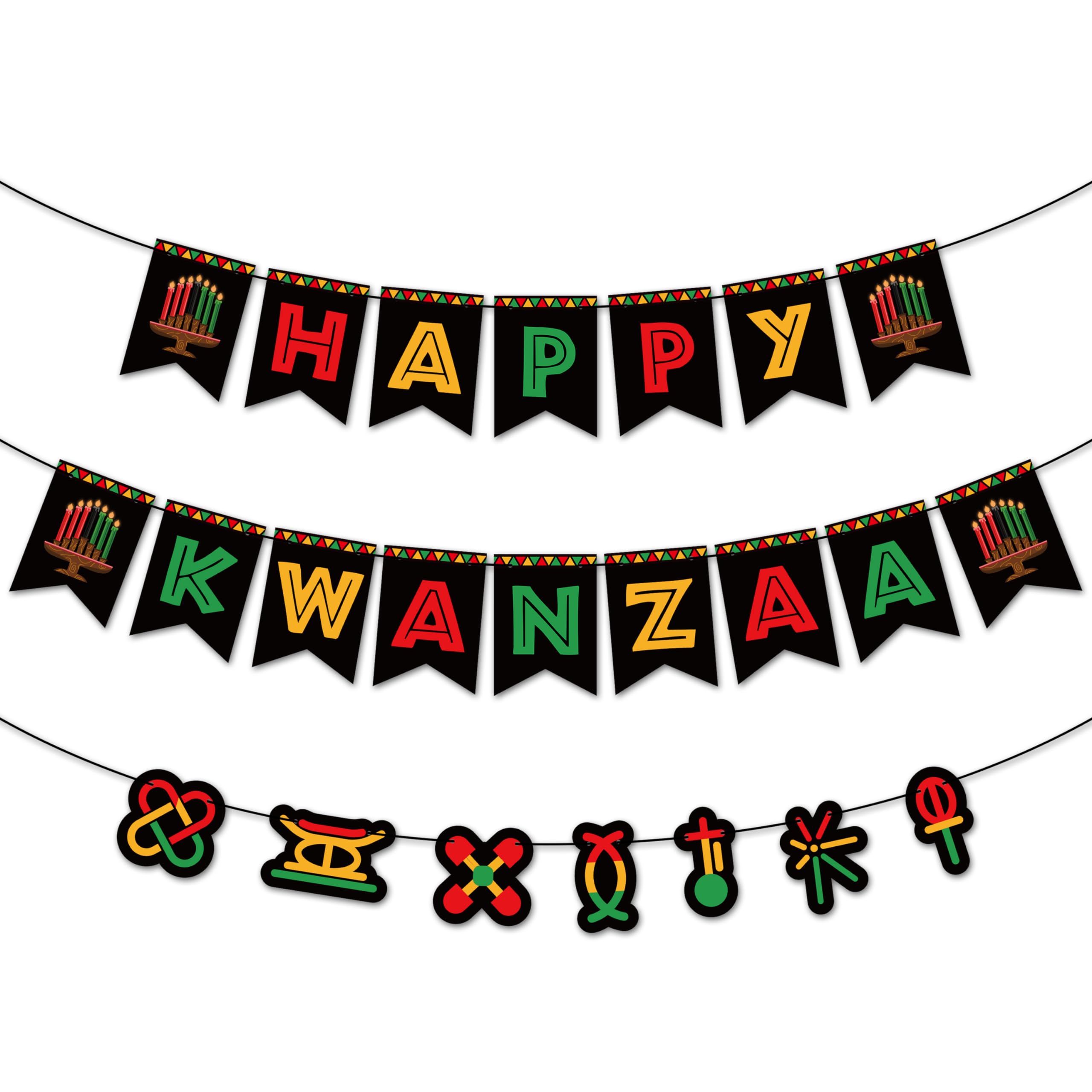 Amazon.com: WATINC 3pcs Happy Kwanzaa Banner Decorations, African ...