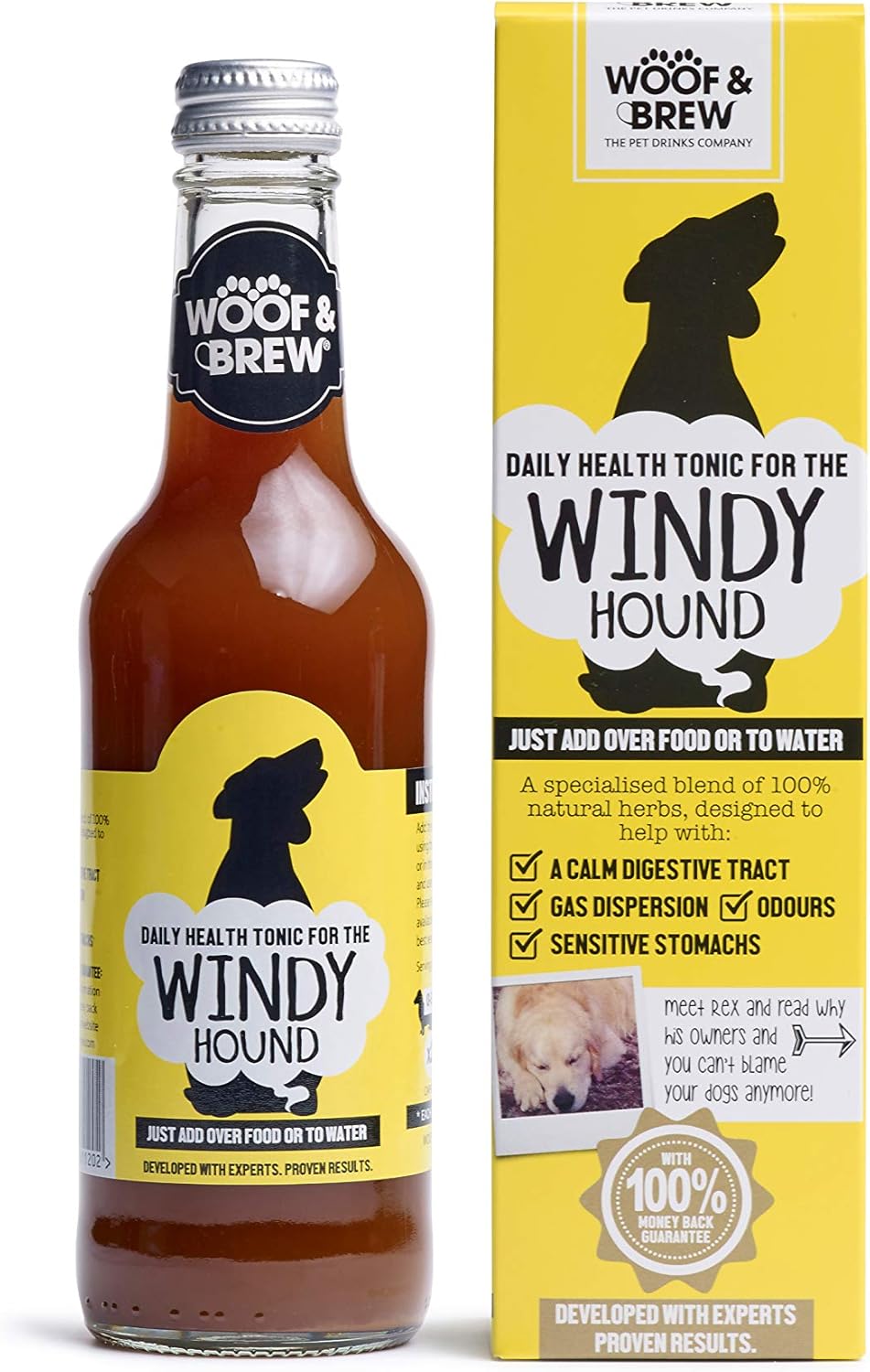 WOOF&BREW Windy Hound Supplement for Dogs - for Farting Flatulent Dogs ...