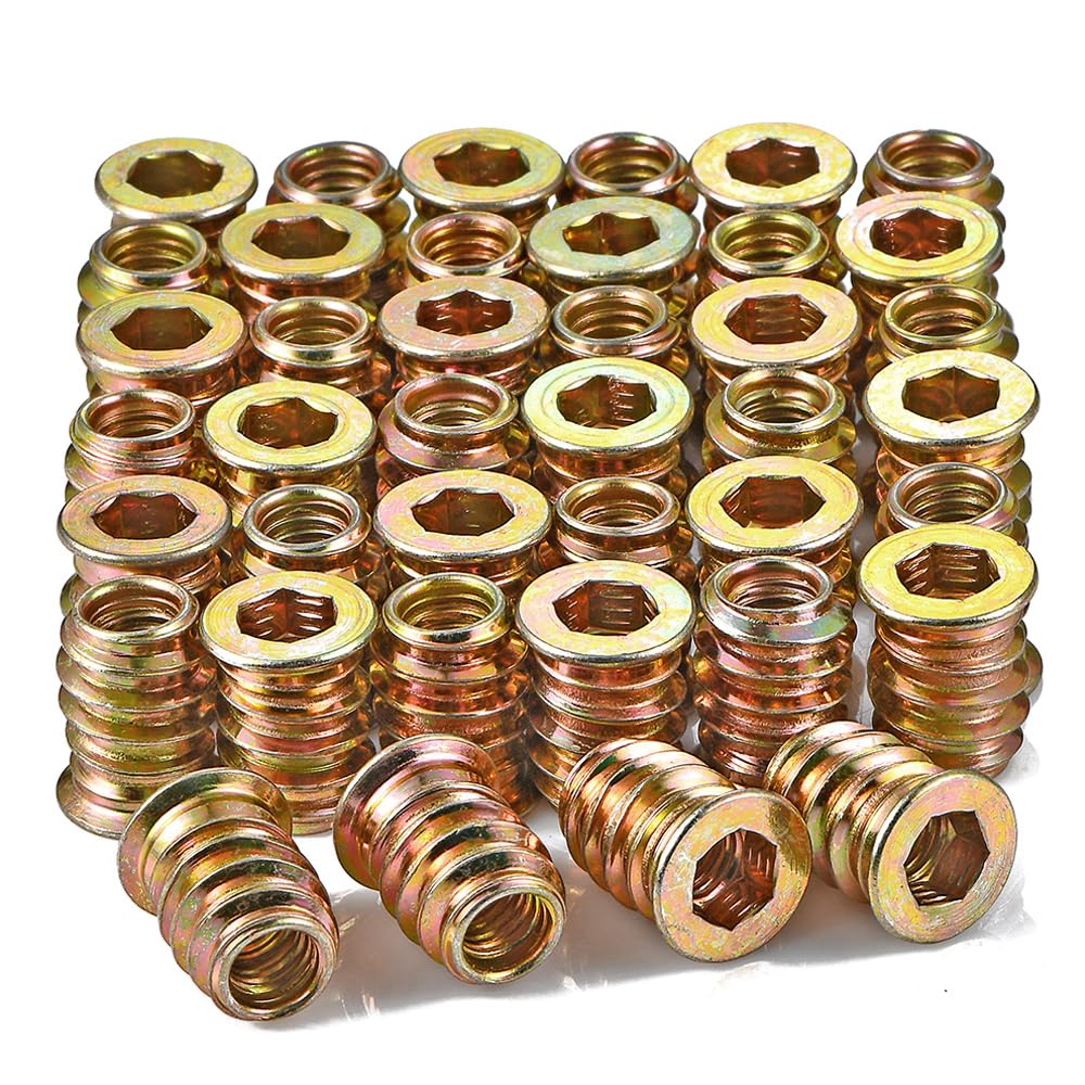 100 Pcs 14 «- 20 x 15mm Screw Inserts, Hex Socket Drive Threaded Rods ...