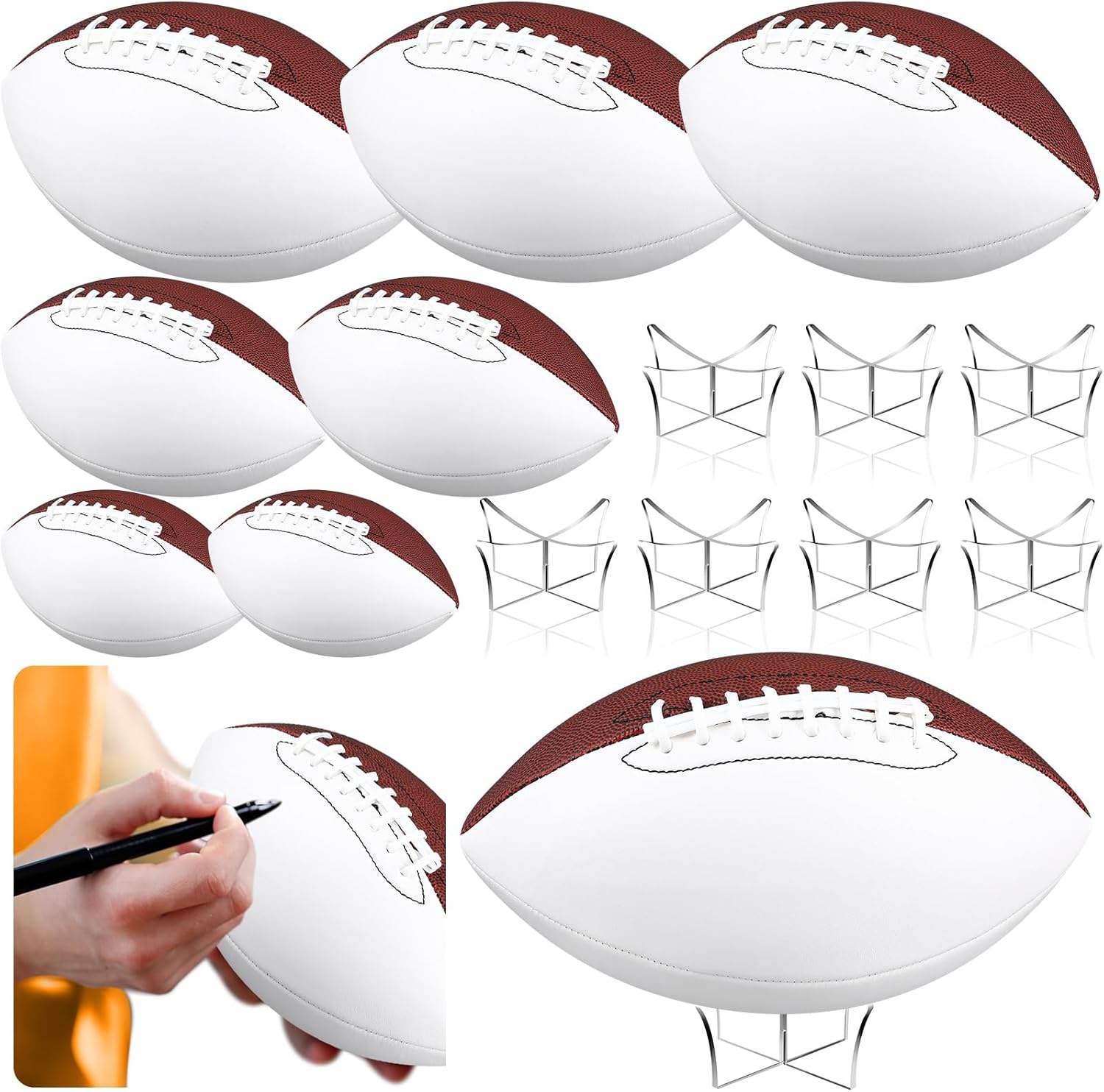 Amazon.com : Hiboom 8 Pcs Autograph Football Set - Size 9, 3 & 1 ...