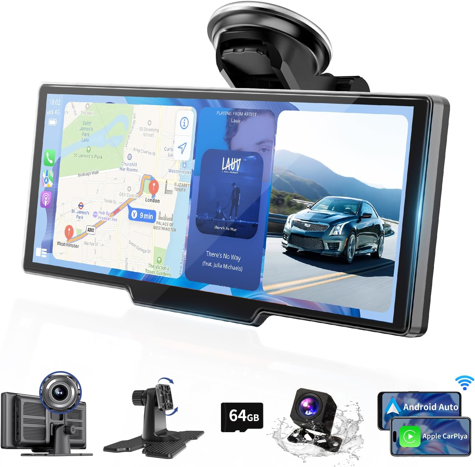 Amazon.com: Wireless Carplay Screen for Car, 10.26" Portable Carplay ...