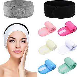 8 Pack Spa Headband, Ultra Soft Adjustable Velcro Makeup Headband ...