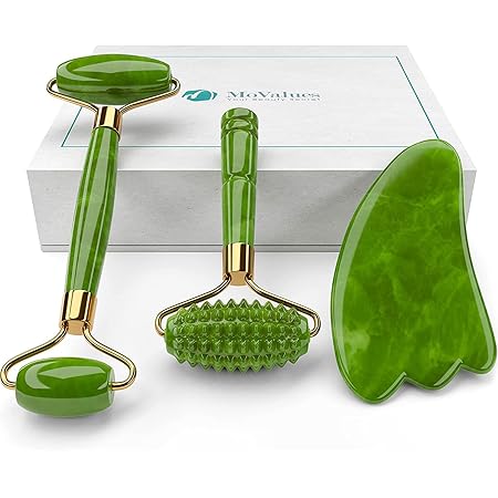 Amazon.com: kimkoo Jade Roller and Gua Sha Set for Face-3 in 1 Kit with ...