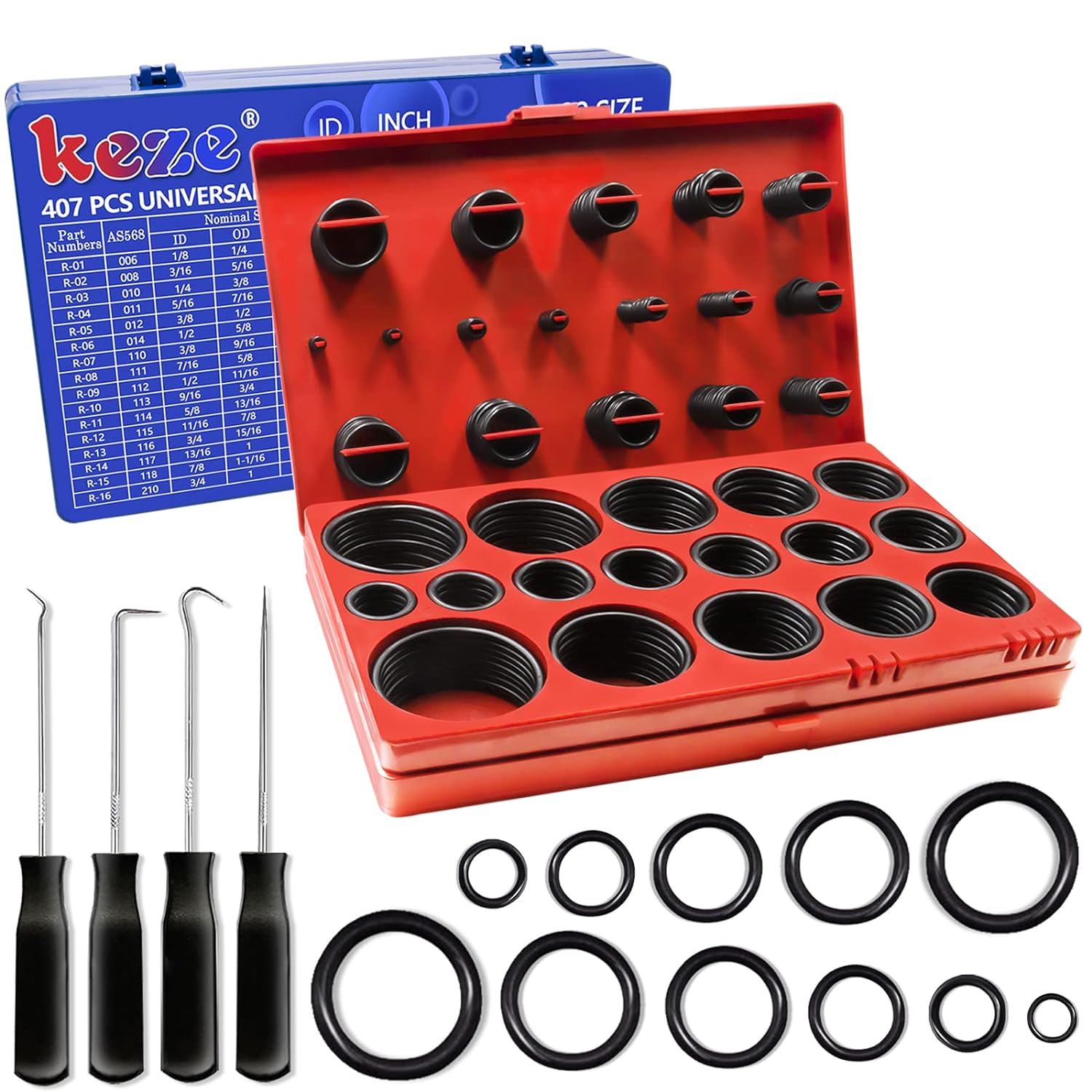 KEZE 826 Pcs Universal SAE and Metric O-Rings Kit,Standard 32 Metric ...