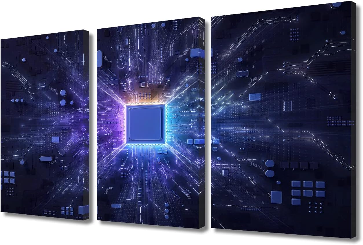Amazon.com: 3 Panel Technology Science Artwork Canvas Wall Art ...