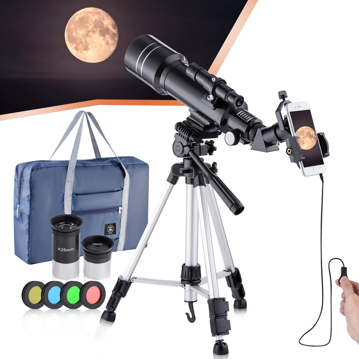 Celestron 21038 Travel Scope 50 Portable Refractor Telescope Kit with ...