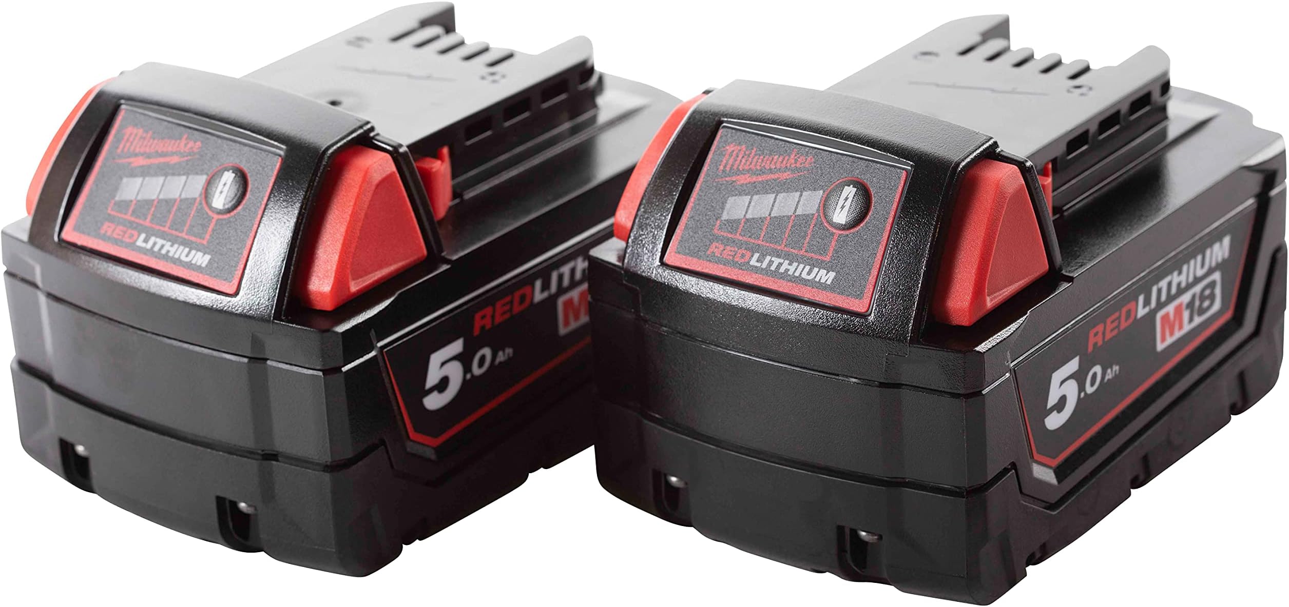 Milwaukee M18B5 18V 5Ah Battery Pack of 2, 18 V, Red : Amazon.co.uk ...