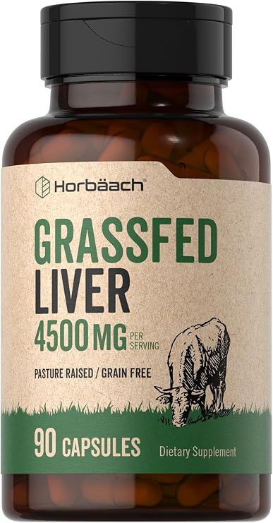 Amazon.com: Horbäach Grass Fed Beef Liver | 4500mg | 90 Capsules ...