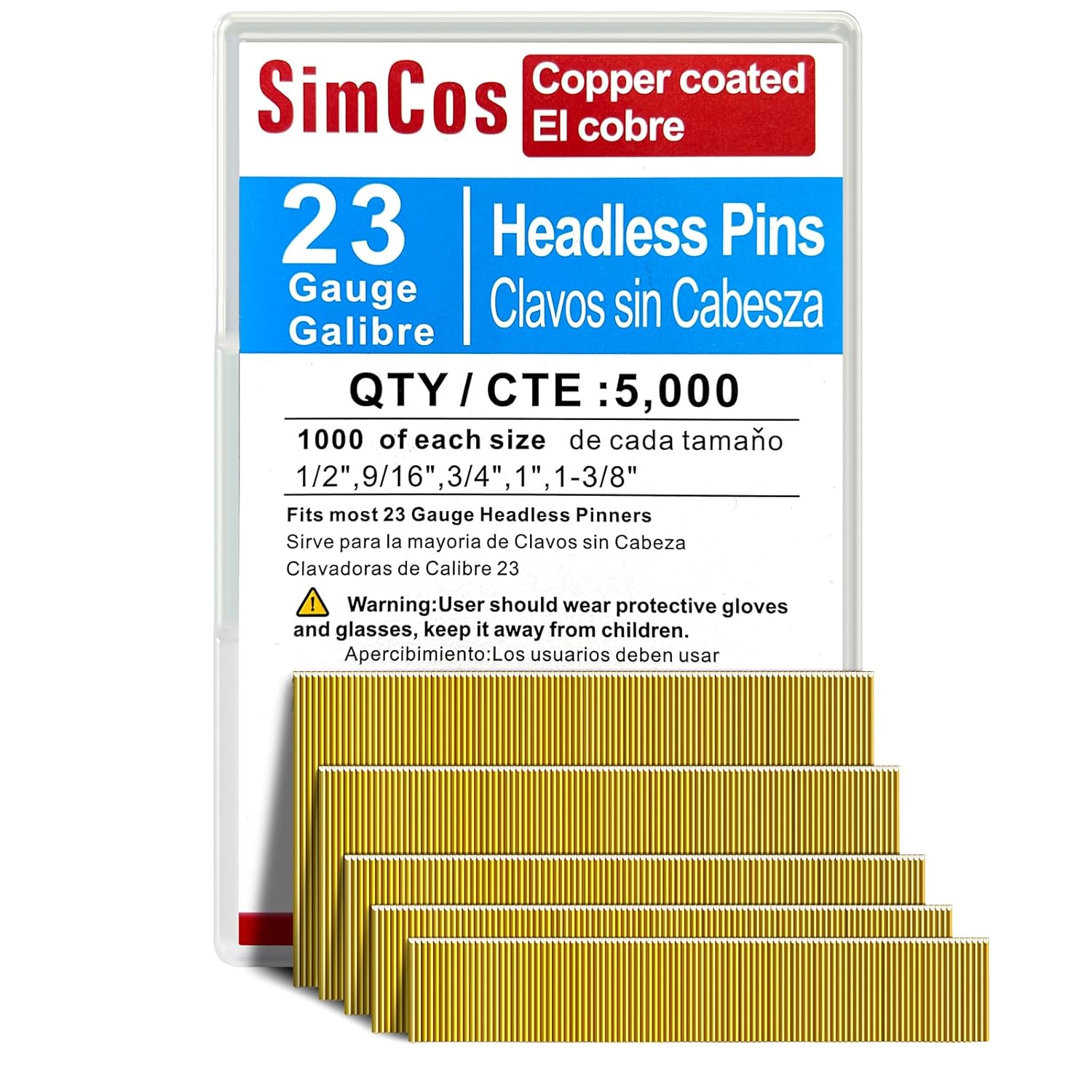 Amazon.com: SimCos 23 Gauge Pinner Nails (1/2",9/16",3/4",1",1-3/8 ...