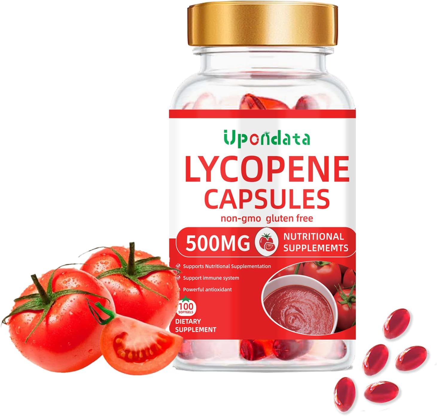 Amazon.com: Upondata Lycopene Capsules - 500mg /100 Softgels Natural ...