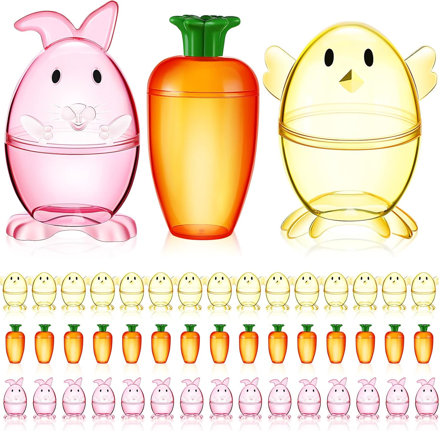 Amazon.com: 48 Pcs Easter Bunny Chick and Carrot Container Fillable ...