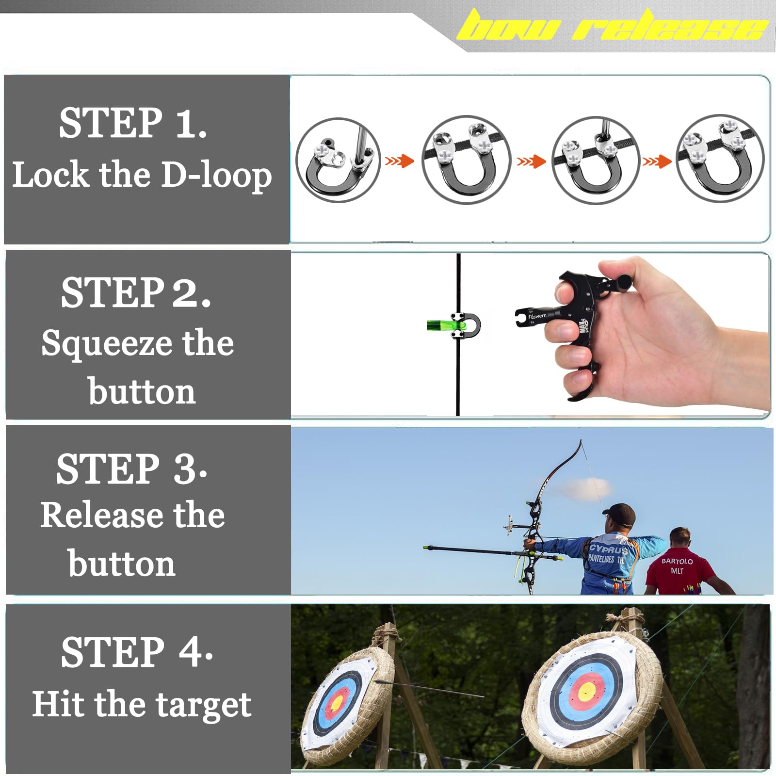 Snapklik.com : Bow Release Thumb Archery 4 Finger Release-Bow Trigger ...