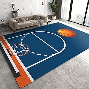 Amazon.com: Sports Basketball Court Area Rug, Blue Court Home Decor Rug ...