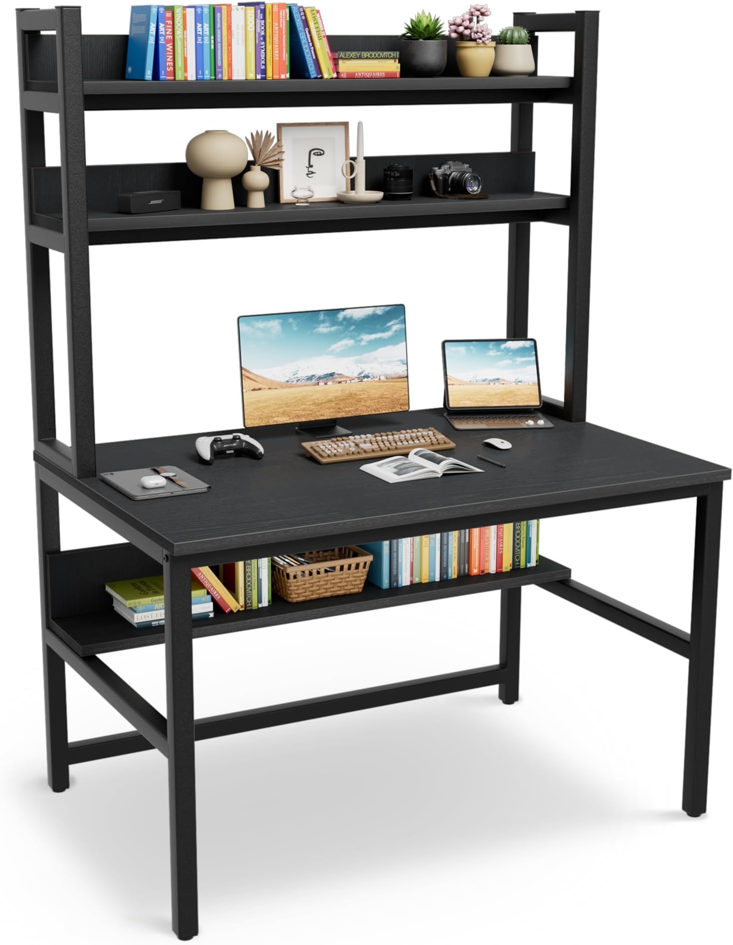 Amazon.com: Mexin Computer Desk with Hutch, 47 Inch Office Desk ...