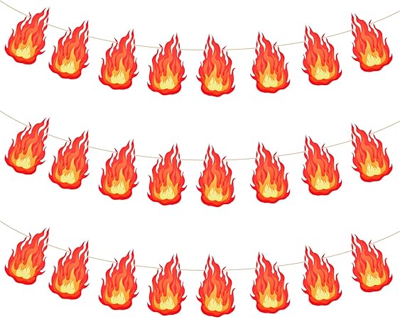Amazon.com: 3pcs Fire Flame Banner, Pre-Strung Fire Flame Decorations ...