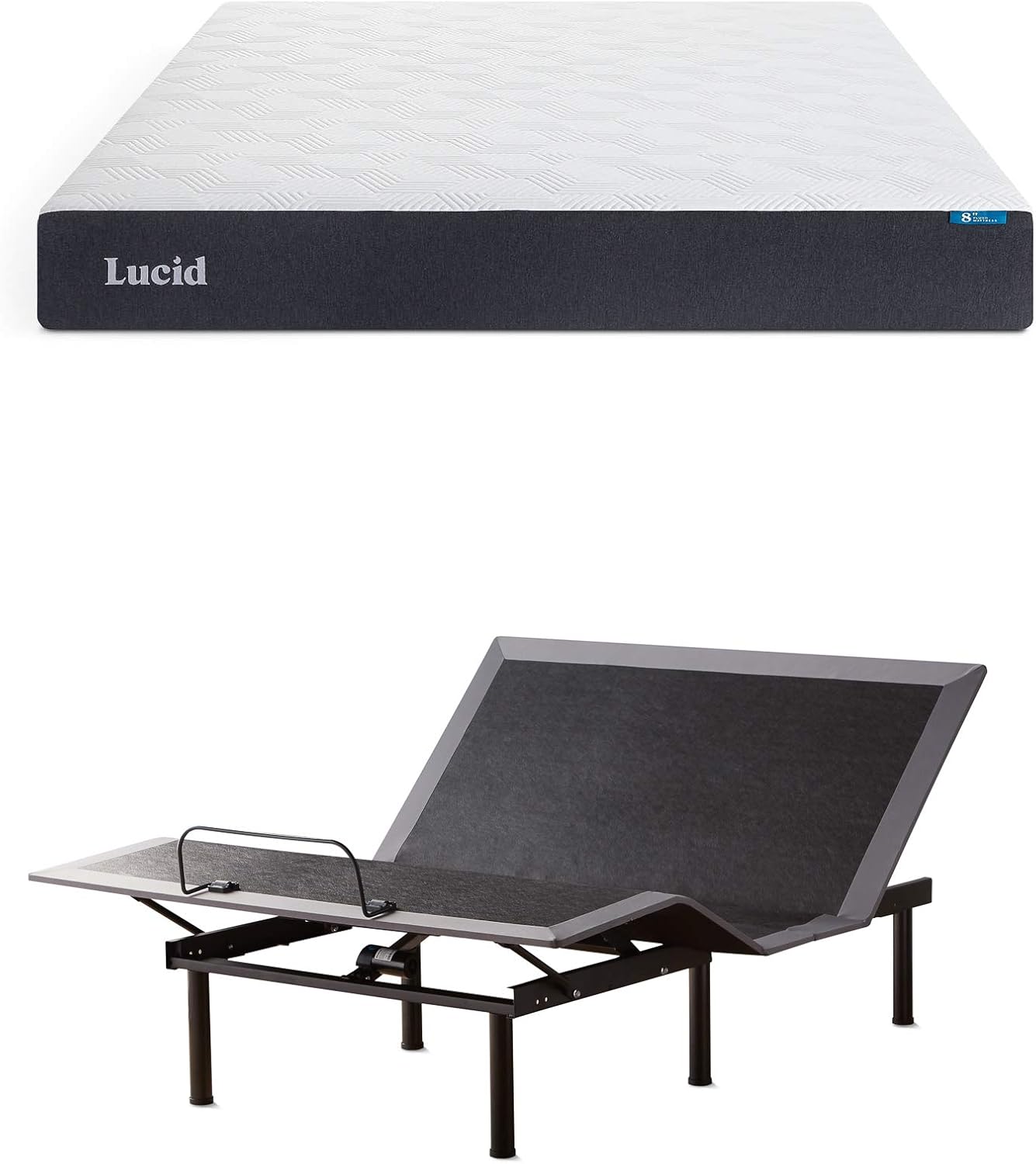 Amazon.com: LUCID L150 Adjustable Bed Steel Frame and Lucid 8 Inch Gel ...