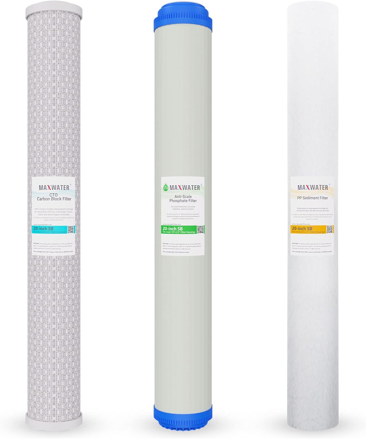 20" Slim Blue Whole House Whole House Anti Scale Filter Set - 20" x 2.5 ...