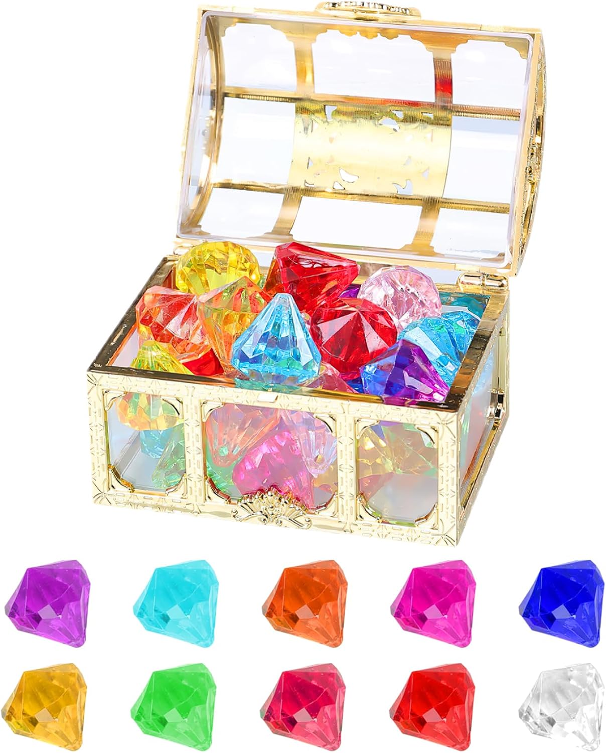 30PCS Multicolor Acrylic Diamond Gems with Treasure Box DIY Bracelet ...