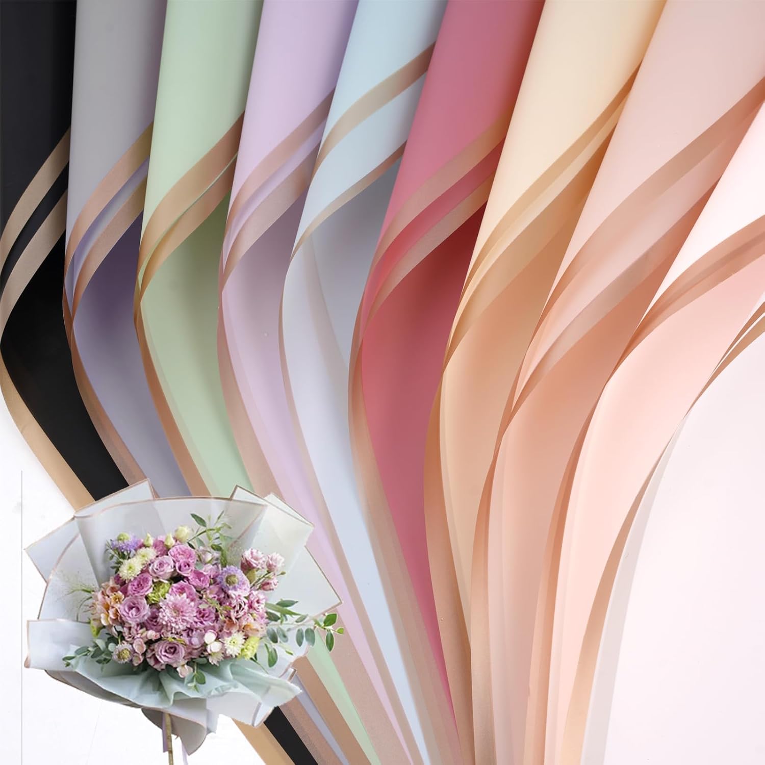 Amazon.com: Kosotody 20 Sheets Flower Wrapping Paper 10 Colors ...