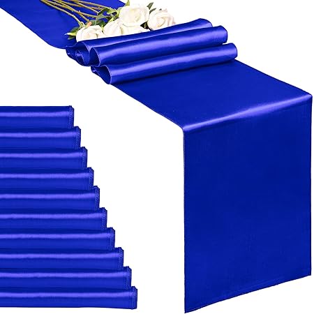 LYAFS 10-Pack Royal Blue 12 x 108 inches Long Premium Satin Table ...