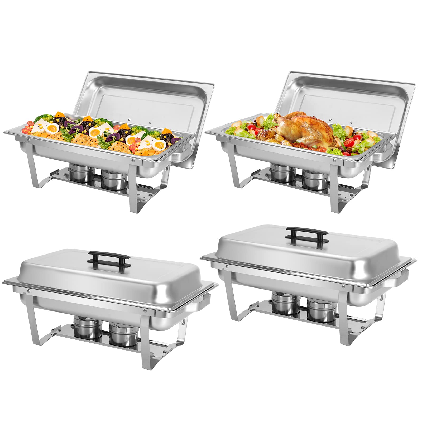 BriSunshine 4 Packs 8 QT Chafing Dish Buffet Set, Stainless Steel ...