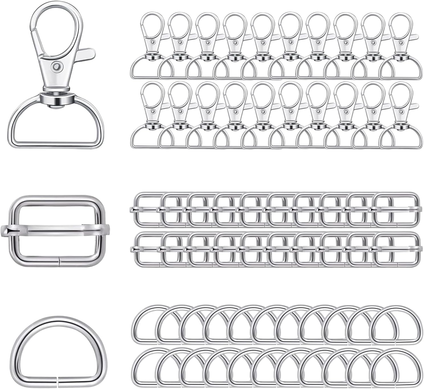XHYASD 60 PCS Bag Making Hardware Kit - Heavy Duty Metal D Rings ...