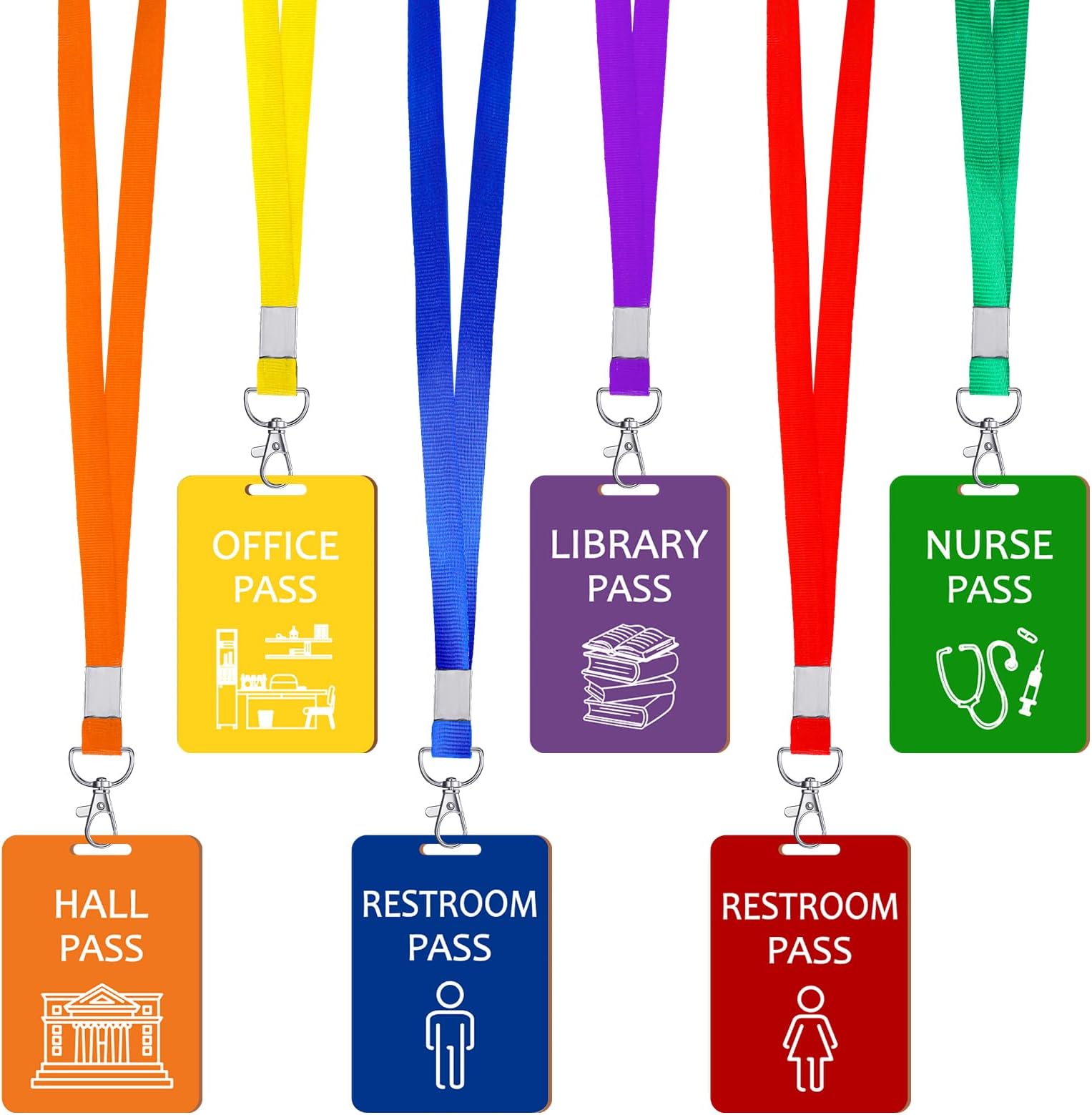 Amazon.com: Sabary 6 Sets Hall Pass Lanyards and School Passes Set ...