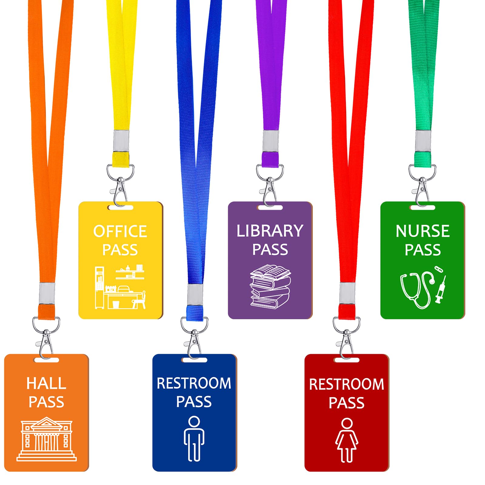 Amazon.com: Sabary 6 Sets Hall Pass Lanyards and School Passes Set ...