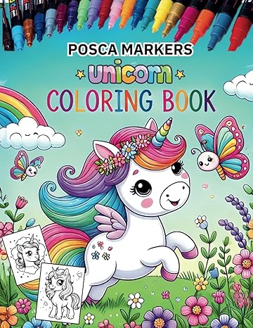 Posca Markers Unicorn Coloring Book: Cute, Fun and Magical, Bold and ...