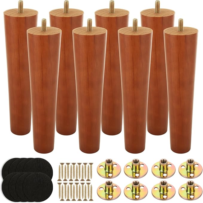 Amazon.com: LOYORTY 8PCS 8 Inch Wood Sofa Legs, Round Solid Replacement ...